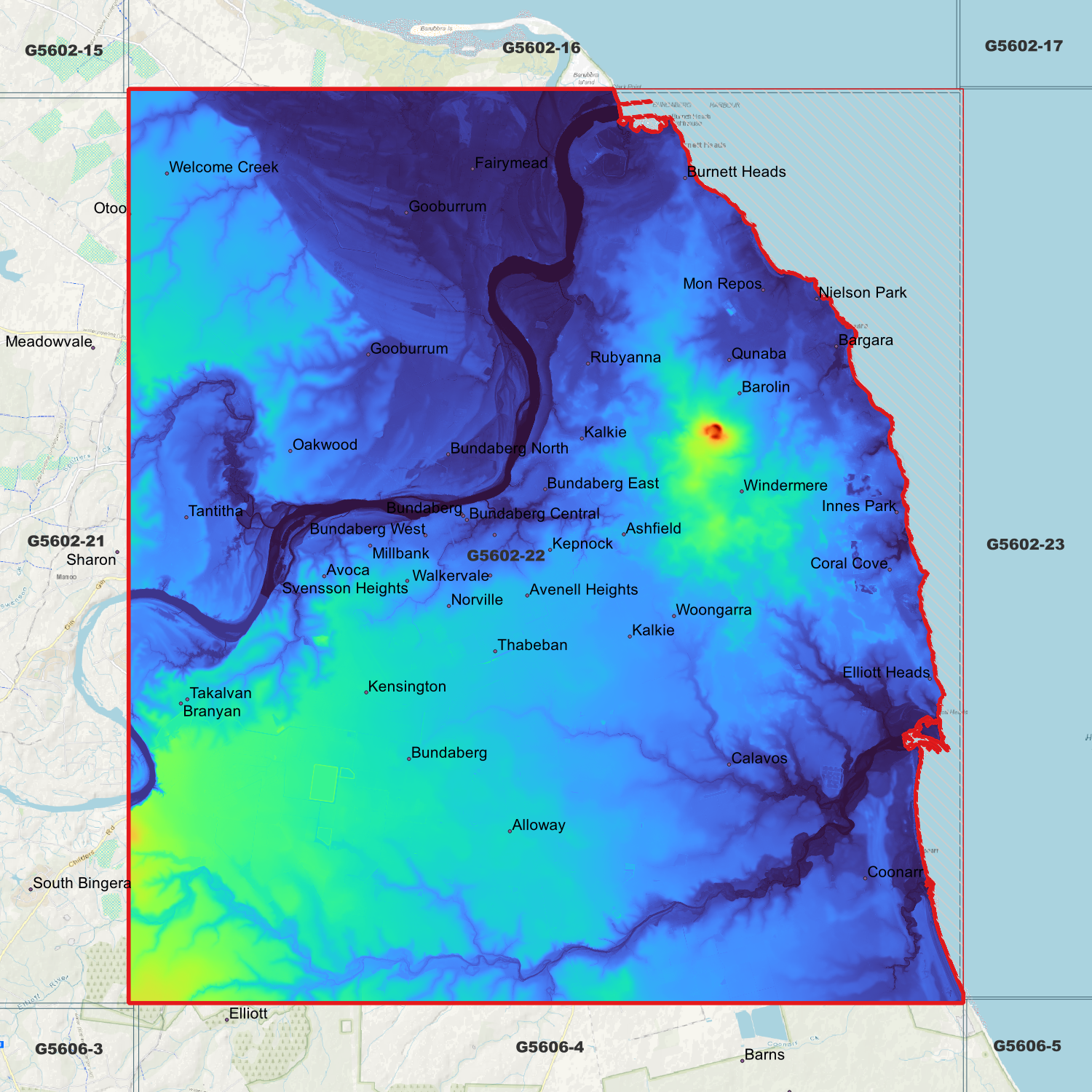 Bundaberg 1m Digital Elevation Model (G5602-22) – Elev.
